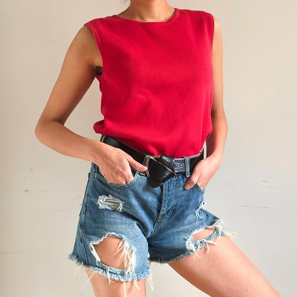 Designers Originals | Jackets & Coats | Red Ribbed Knit Tank Red Ribbed ...